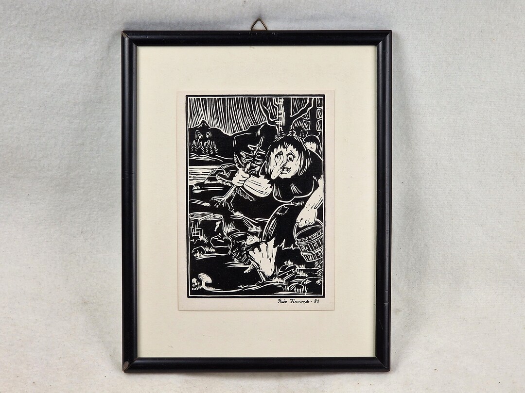 Troll Drawing. Norwegian Wall Hanging Picture. Scandinavian Folk Lore ...