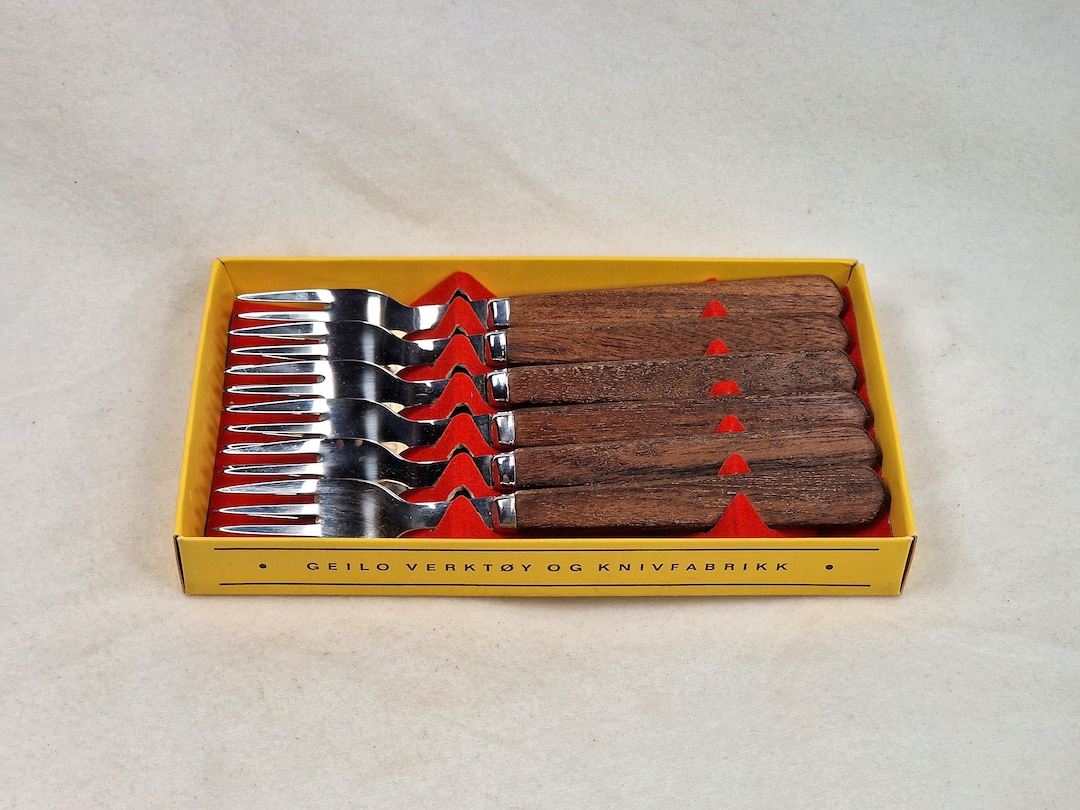 Geilo Bestikk No. 140. Set of 6 Forks With Teak Handle. Norway 1970s ...