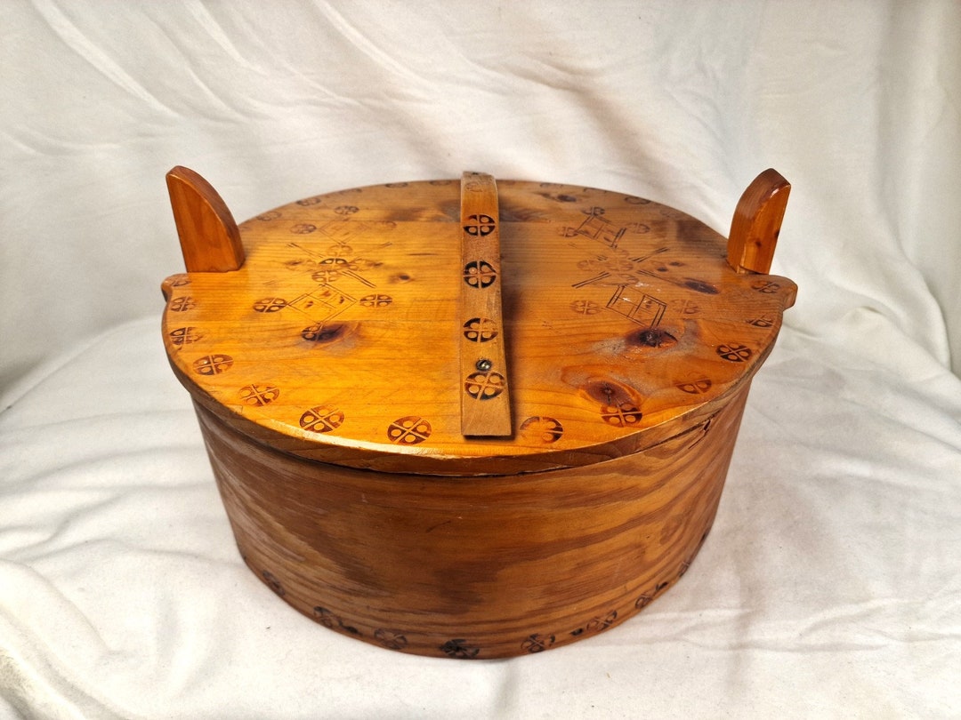 Large Wooden Tine Box. Bentwood Cake Box. Storage Box. Traditional ...