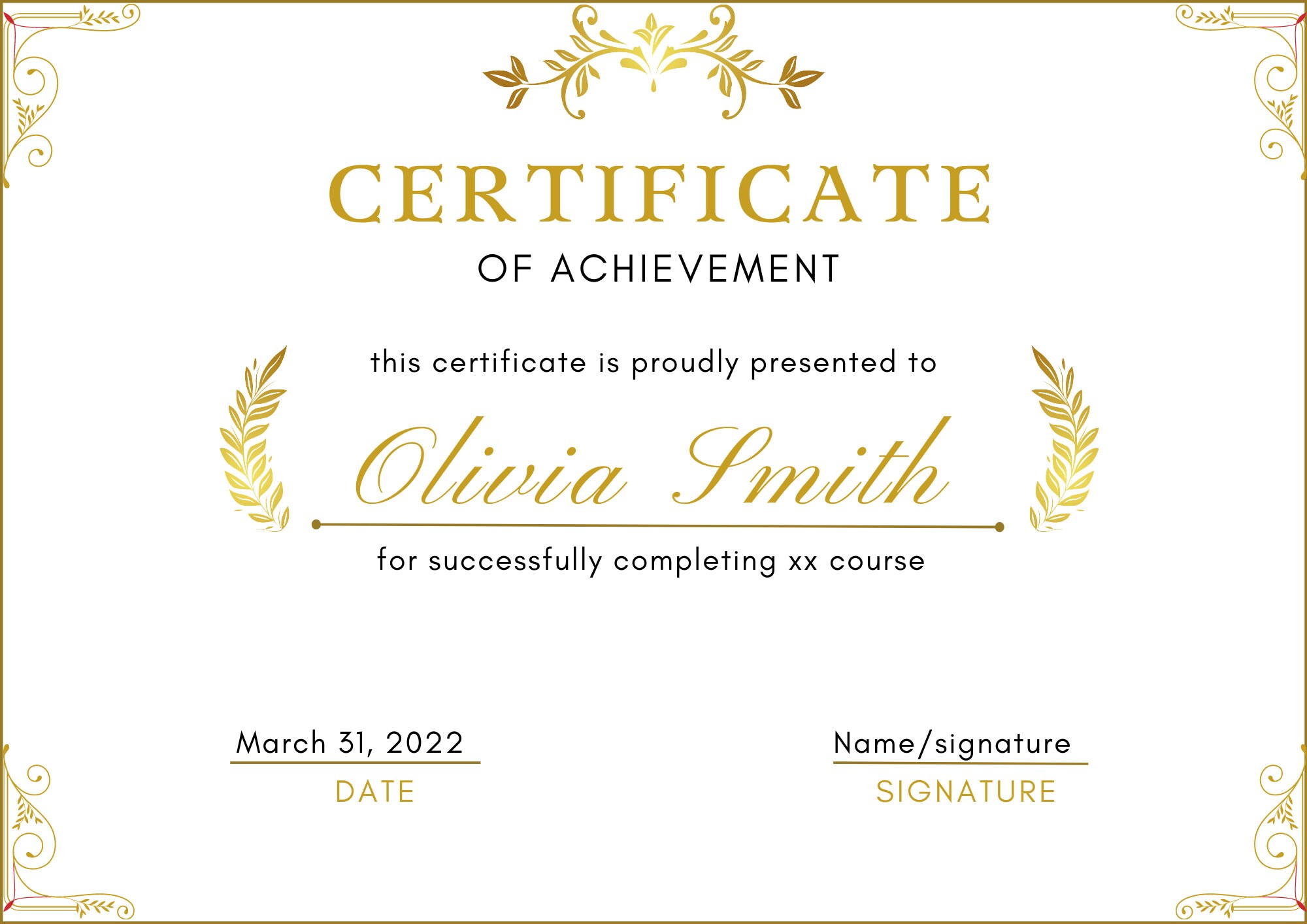 DIY Certificate of Completion Template, Editable Gold Canva Template ...