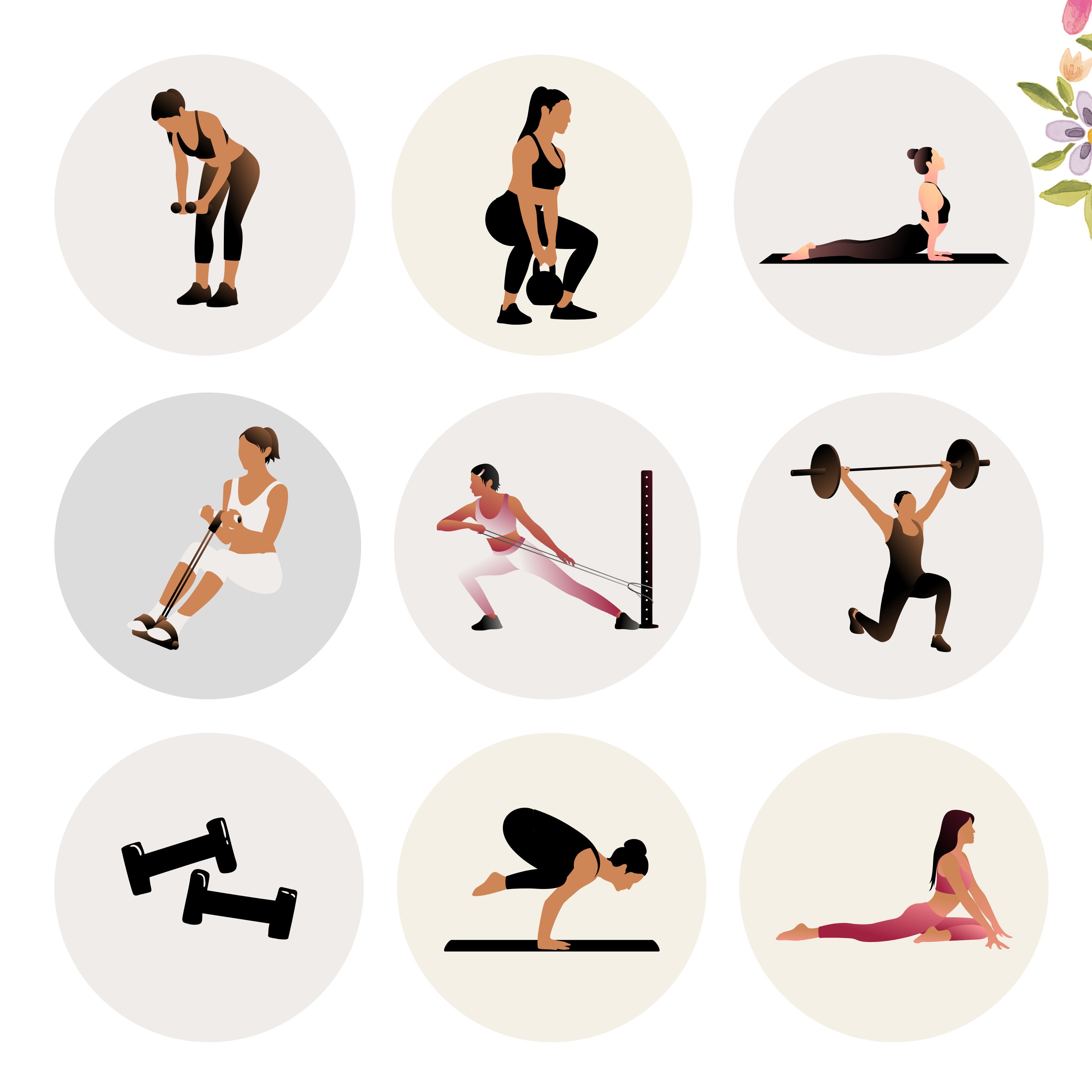 Set of 37 Gym Instagram Highlight Cover, Workout Instagram Story Icon ...