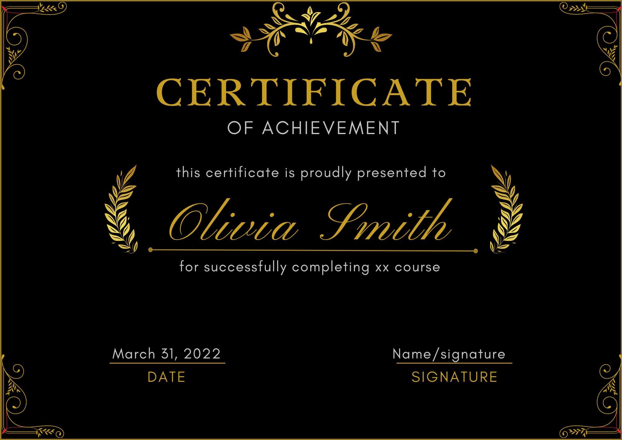 DIY Certificate of Completion Template, Editable Gold Canva Template ...