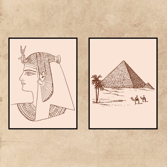 Arte mural imprimible del antiguo Egipto arte mural piramidal | Etsy México
