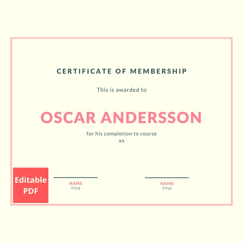 Editable Certificate of Completion Template, Pdf Training Certificate ...