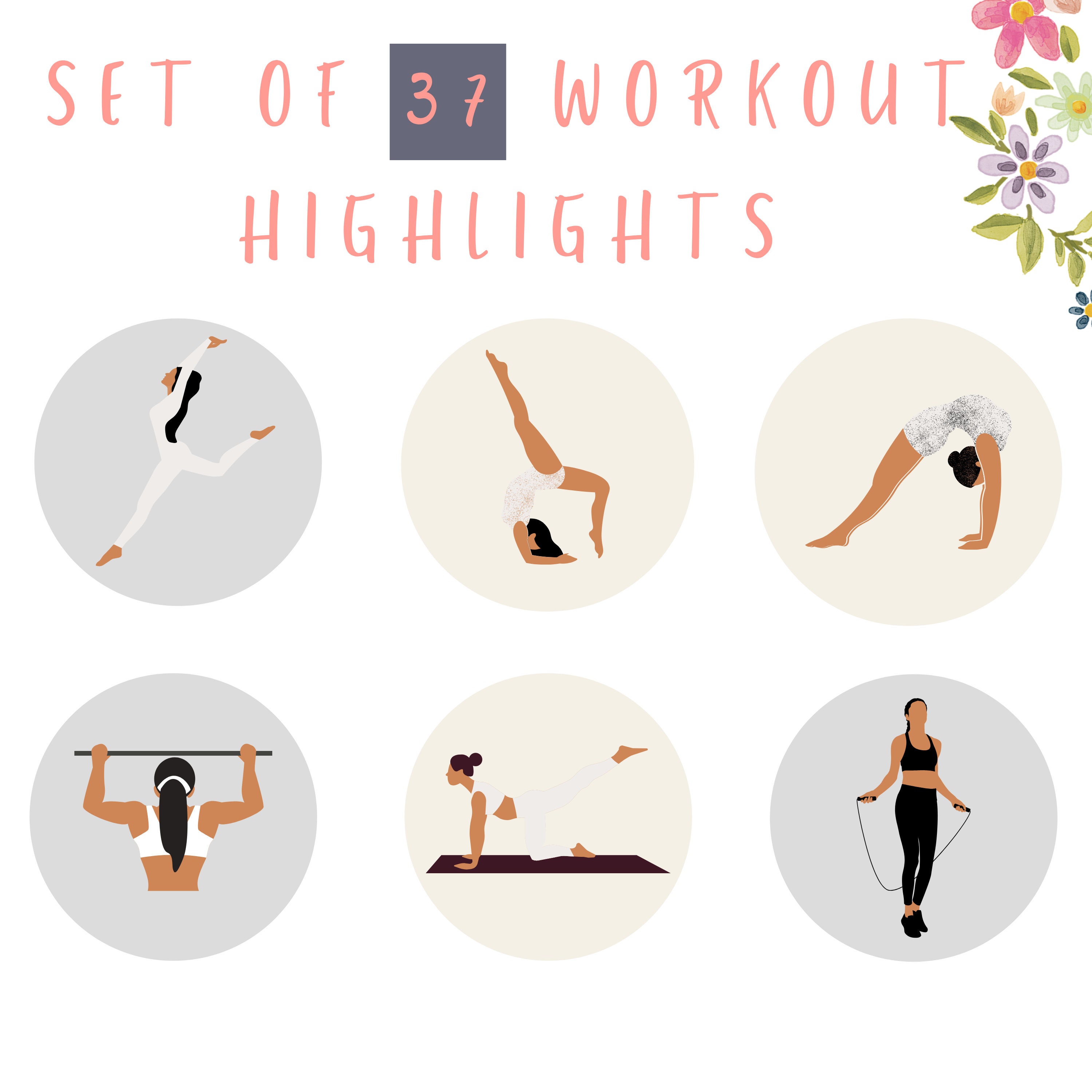 Set of 37 Gym Instagram Highlight Cover, Workout Instagram Story Icon ...