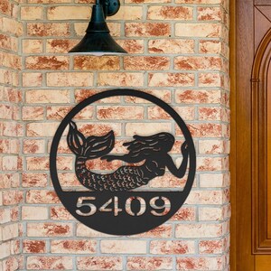 Metal Sign Mermaid House Number Sign Custom House Number | Etsy