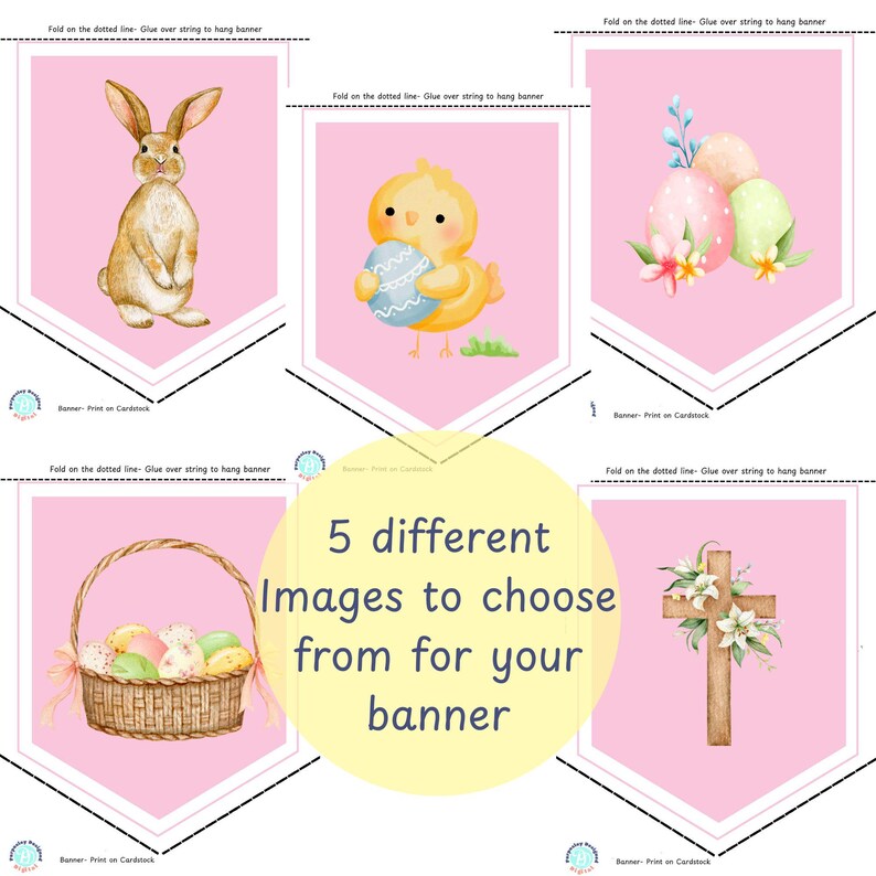 Happy Easter Banner, Pennant, Printable Pastel Colors-4 Easter Image ...