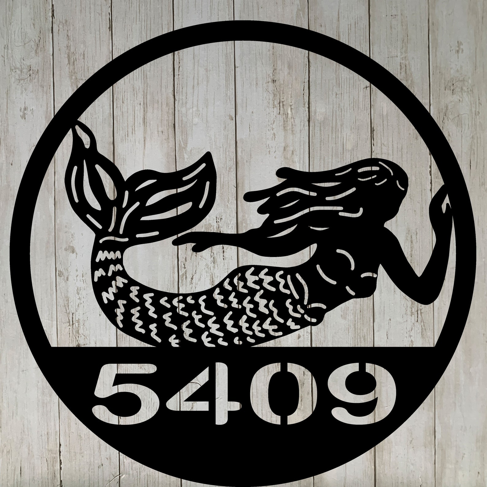 Metal Sign Mermaid House Number Sign Custom House Number | Etsy