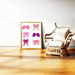 Coquette Wall Art Pink Bows Wall Art, Trendy Pink Bows, Dorm Room Art ...