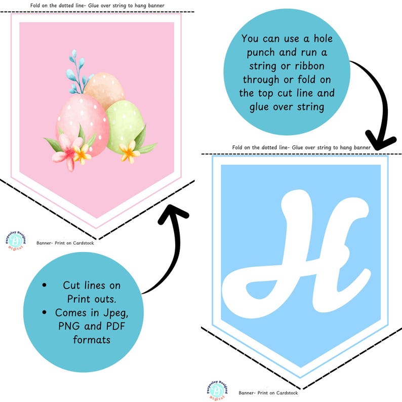Happy Easter Banner, Pennant, Printable Pastel Colors-4 Easter Image ...