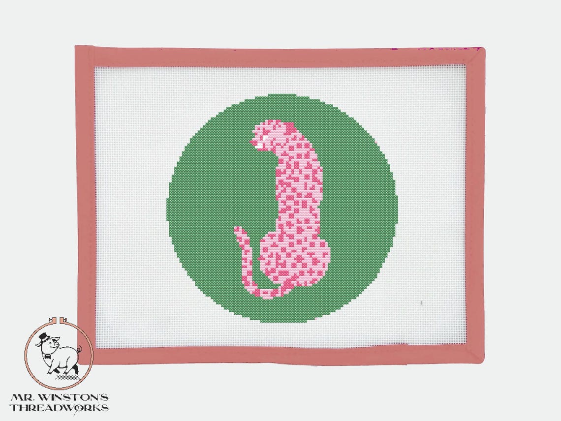 Preppy Pink Leopard Embroidery Pattern - Etsy