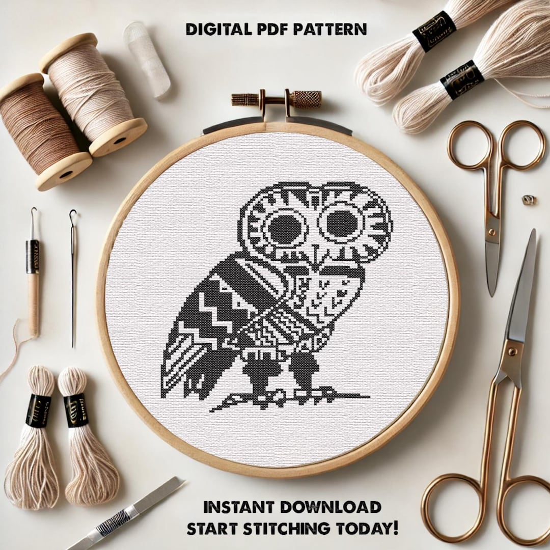 Ancient Greek Owl of Athena Glafka Embroidery Pattern - Etsy