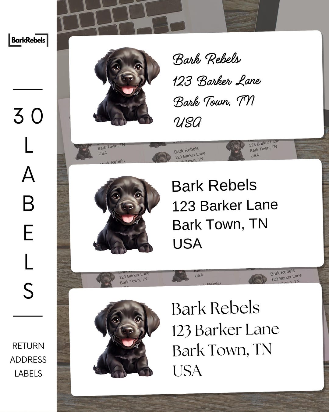 Black Labrador Retriever Return Address Labels – Personalized Mail ...