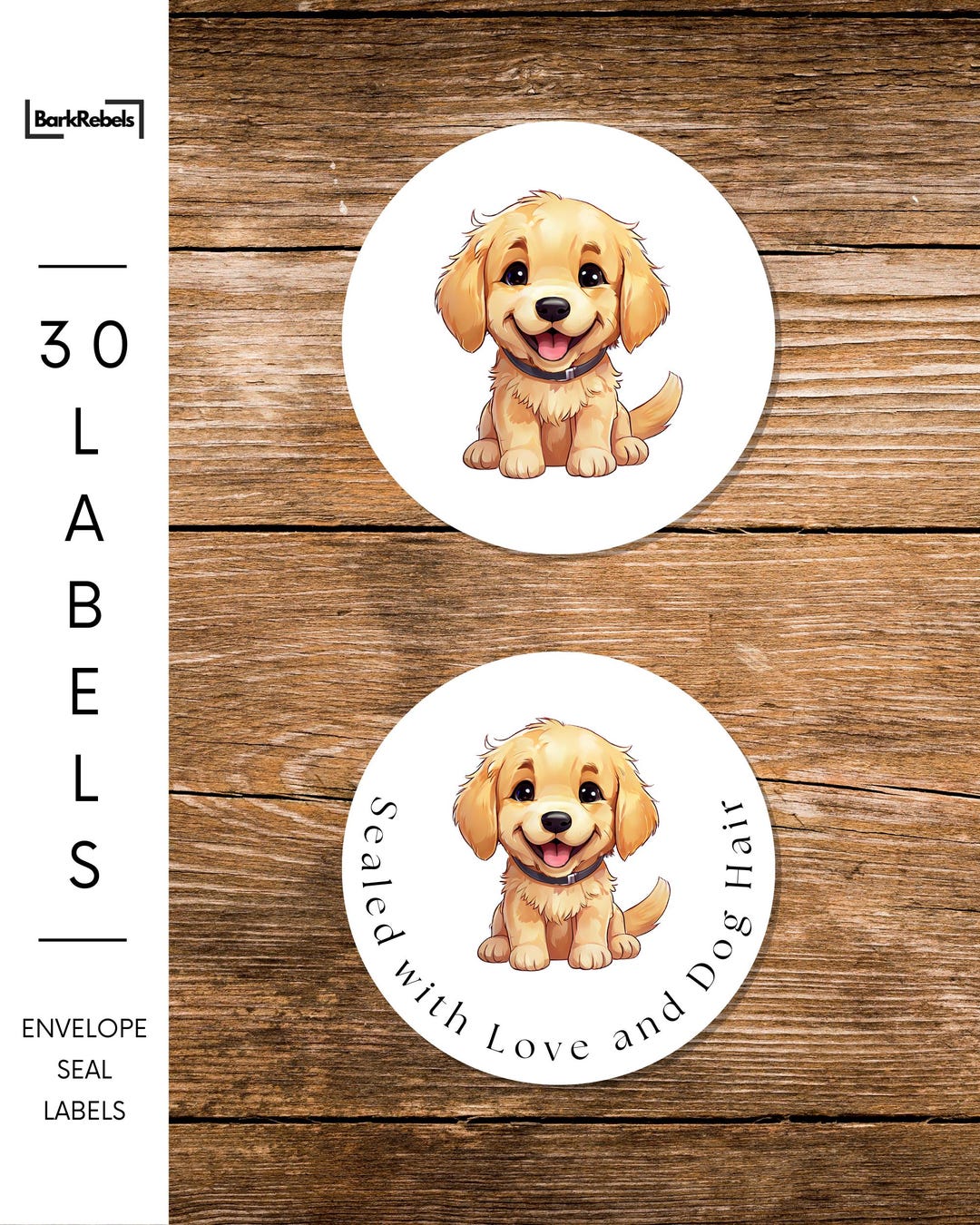 Golden Retriever 1.5" Circle Envelope Seal Labels – Personalized Dog ...