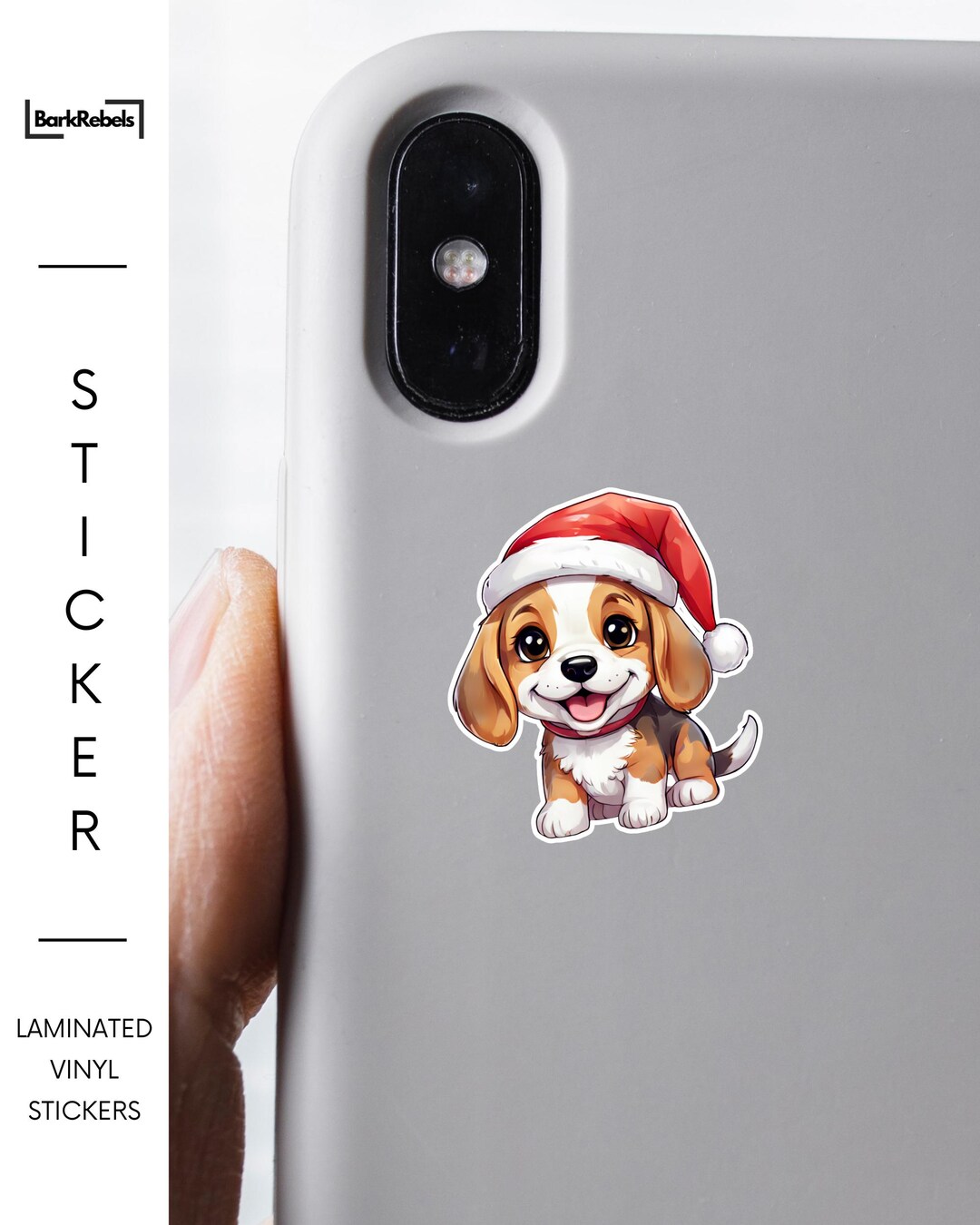 Christmas Beagle Sticker – 1.5 or 3 Inch Beagle Puppy Dog Vinyl Decal ...
