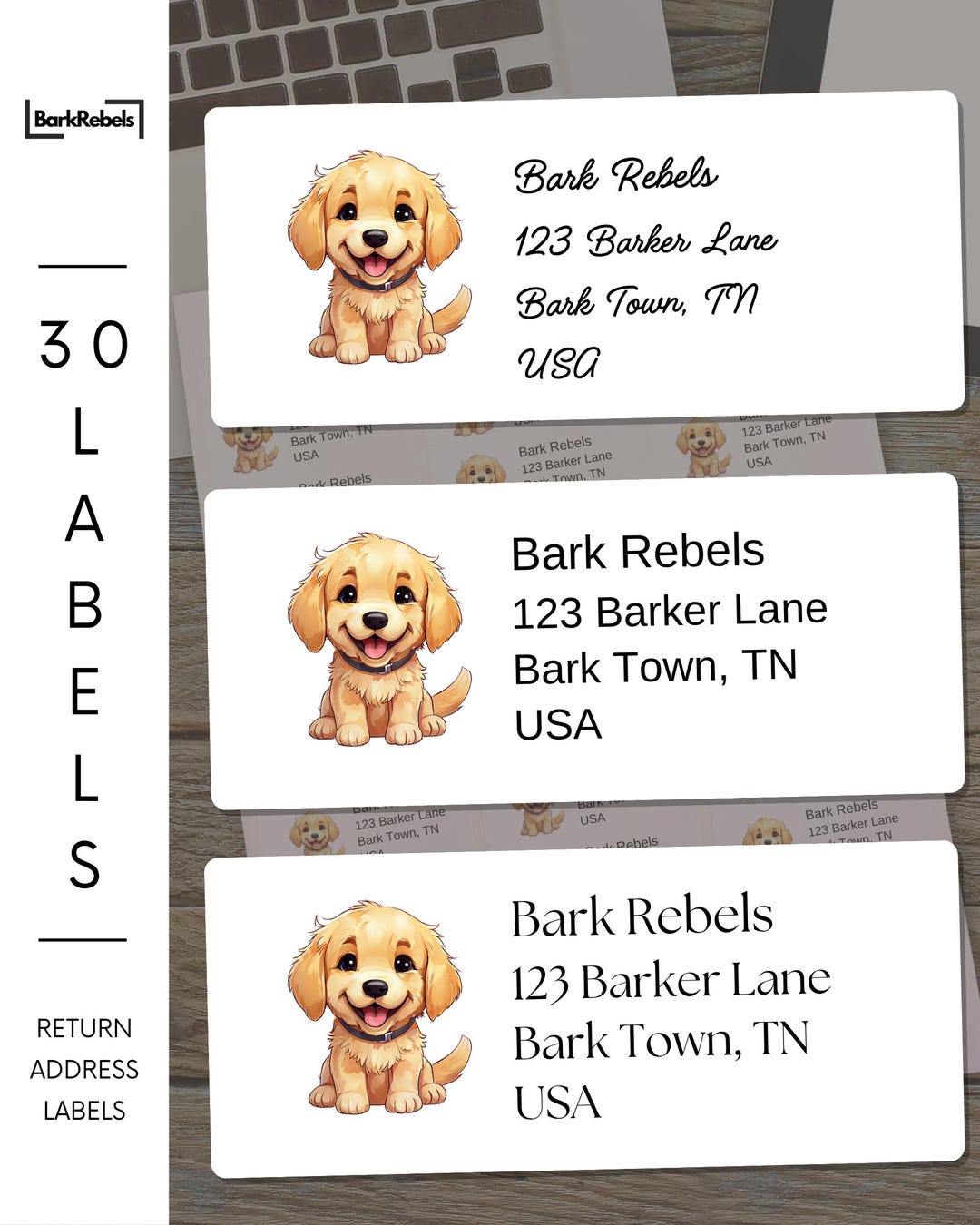 Golden Retriever Return Address Labels – Personalized Dog Lover Mail ...