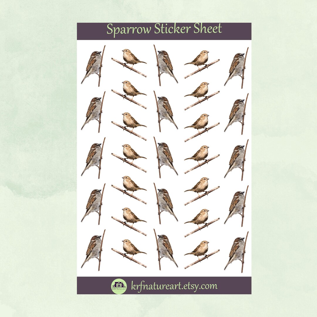 Sparrow Sticker Sheet Vinyl, Sparrow Sticker Pack, Songbird Planner ...