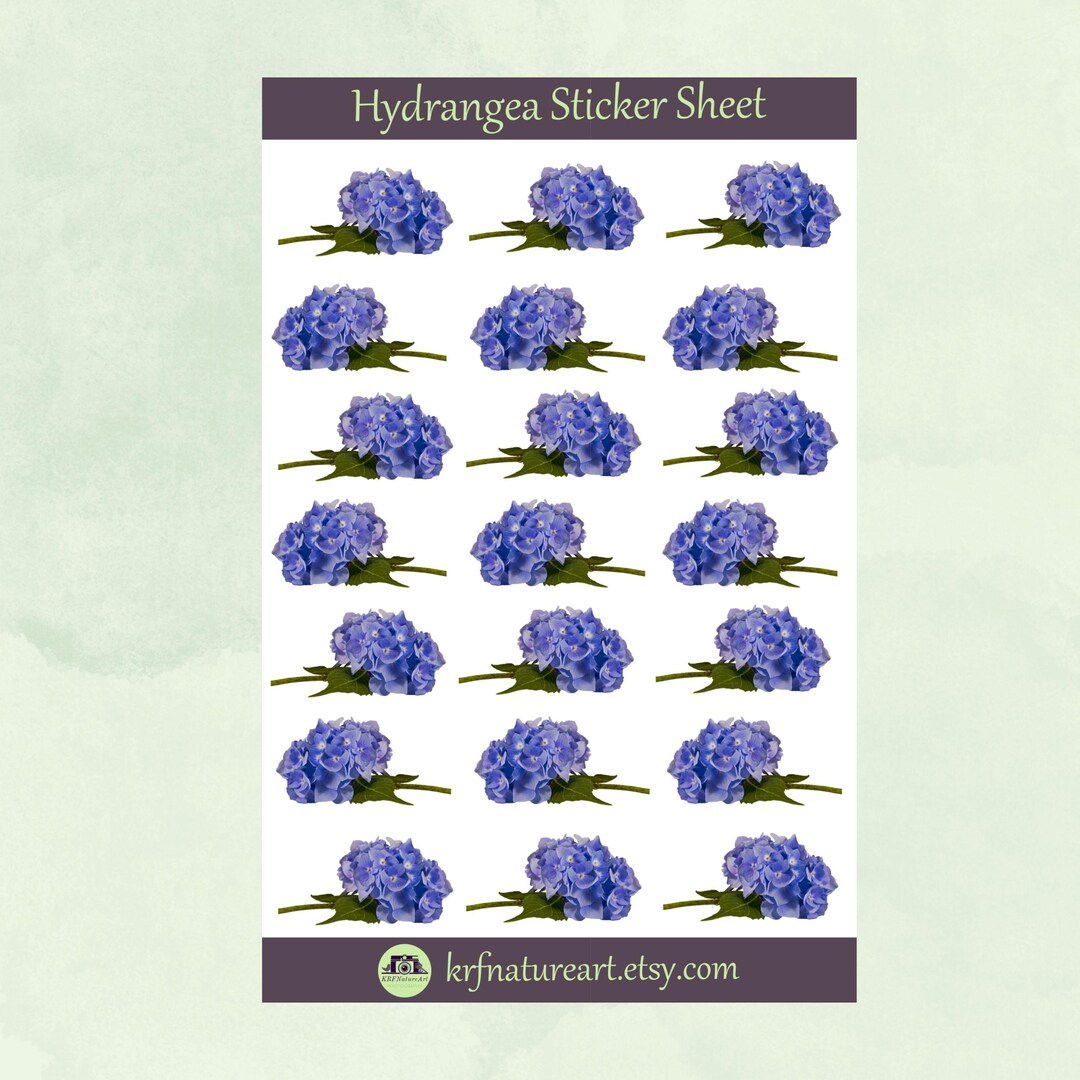 Blue Hydrangea Planner Stickers Sheet, Blue Flower Laptop Stickers ...