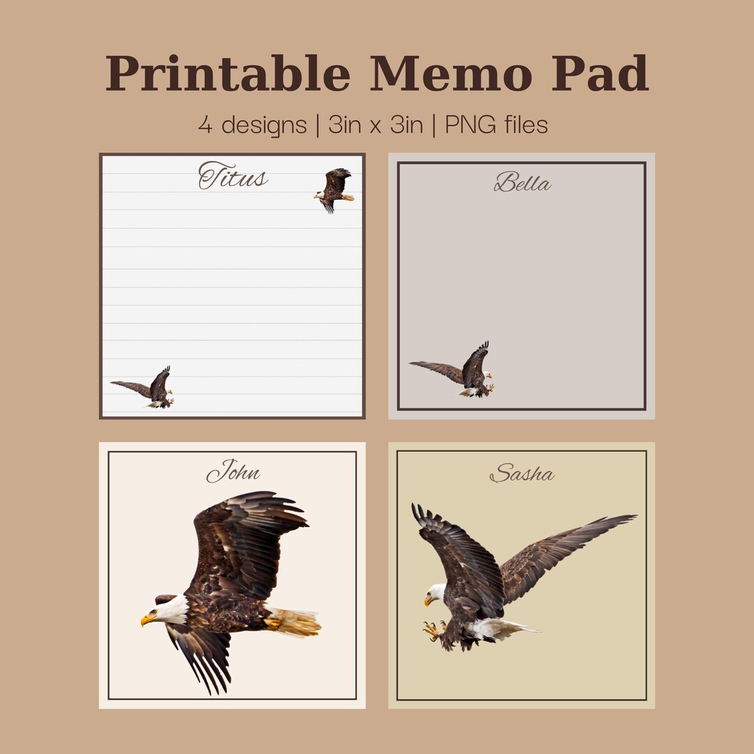 Bald Eagle Stationary Custom Notepad for Men, Personalized Sticky Notes ...