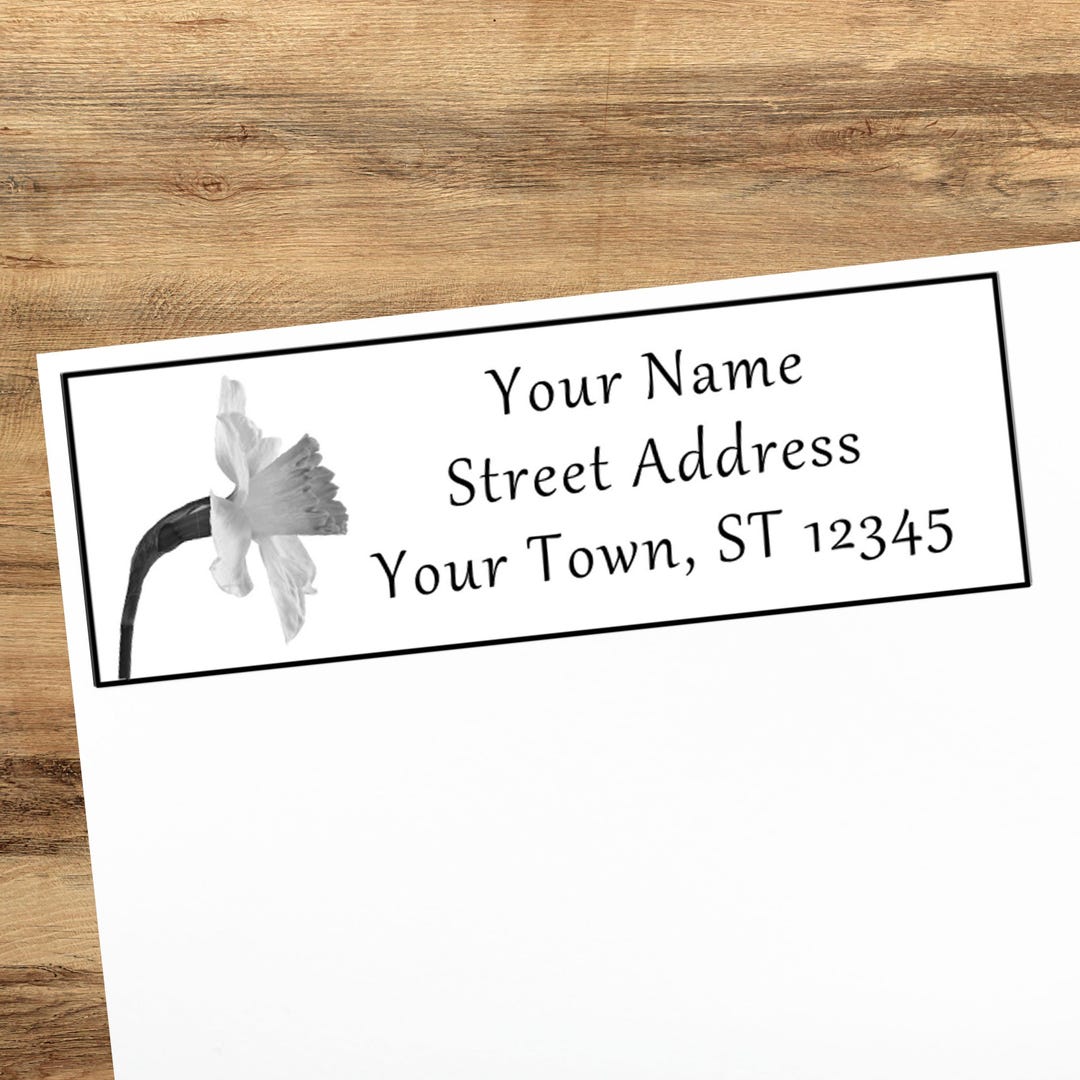 Black and White Address Label Flowers, Return Address Label Sheet ...
