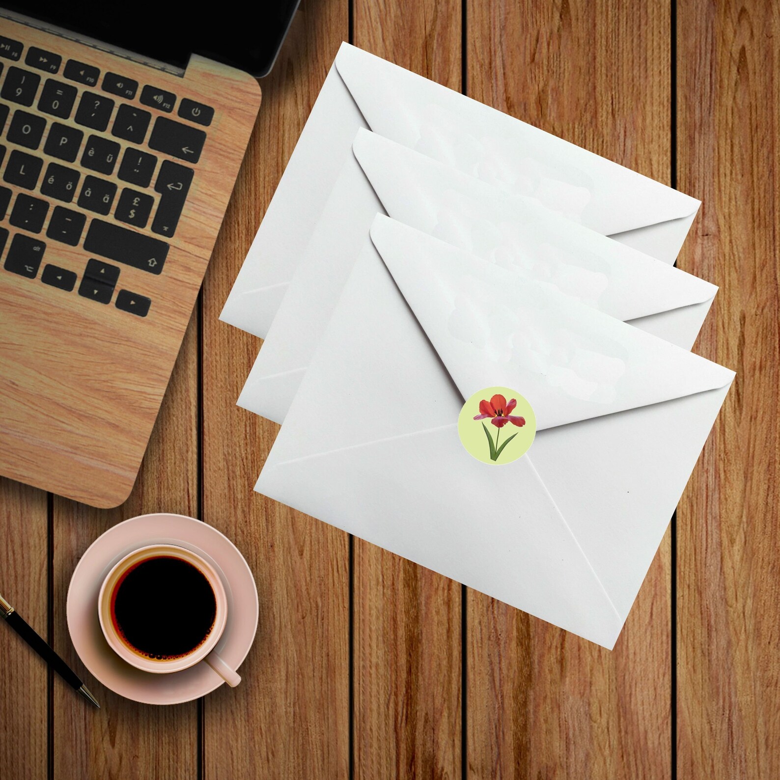 Red Tulip Envelope Seal Sticker, 1 Inch Circle Sticker for Scrapbook ...