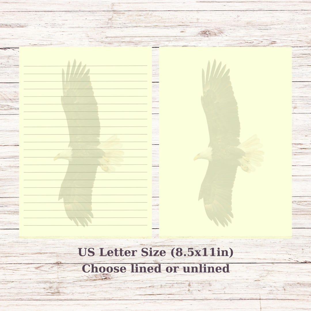 Bald Eagle Notebook Paper, Parchment Writing Paper Pages, Letter ...