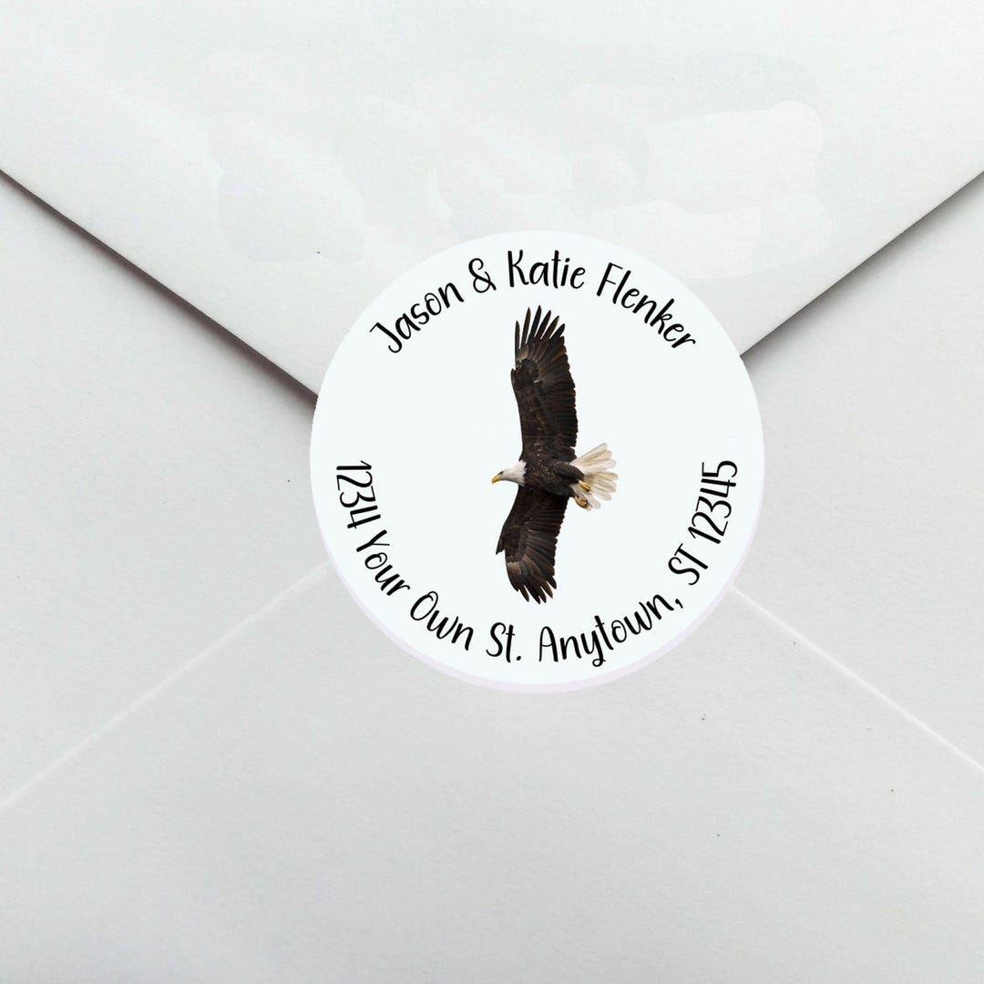 Personalized Return Address Labels Eagle, Round Address Labels Stickers ...