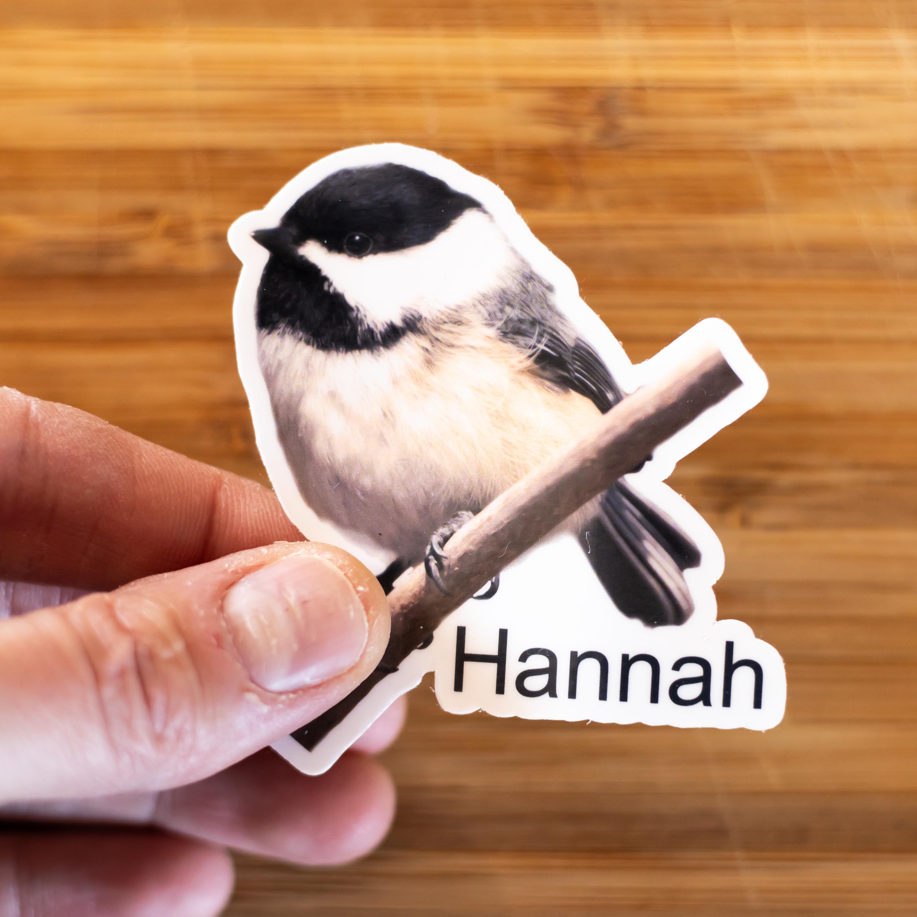 Chickadee Vinyl Name Sticker for Kids, Cute Bird Waterbottle Stickers ...