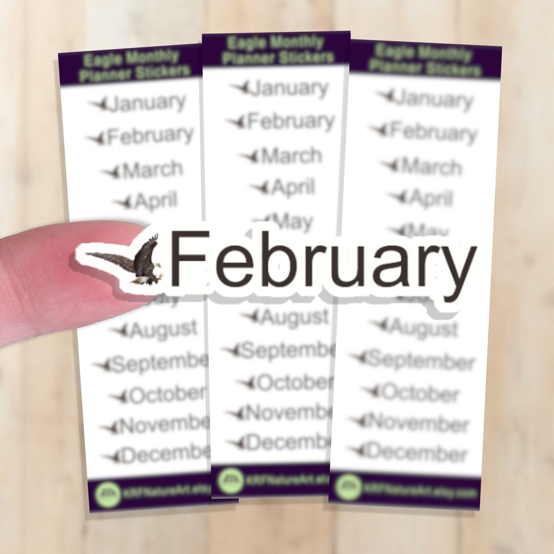 Bald Eagle Stickers for Planner Calendar, Bird Planner Stickers Months ...