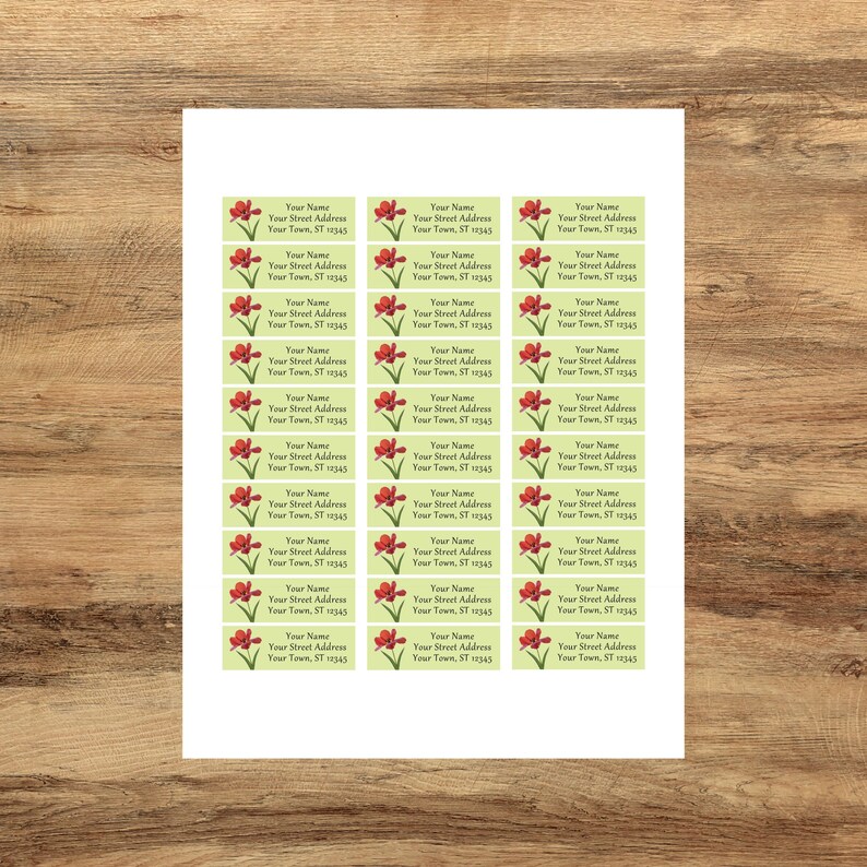 Red Tulip Wedding Return Address Labels, Set of 30 Fancy Return Address ...