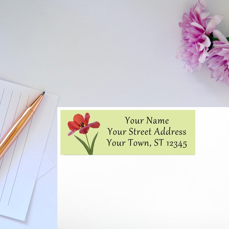 Red Tulip Wedding Return Address Labels, Set of 30 Fancy Return Address ...