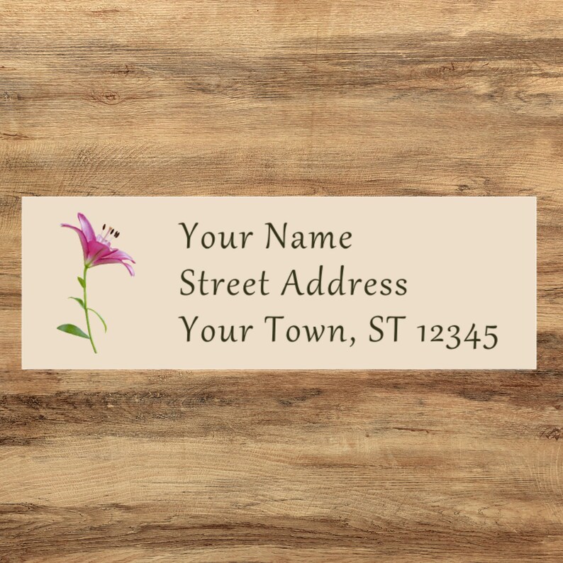 Pink Lily Flower Mailing Envelope Stickers Set of 30, Pink Floral ...