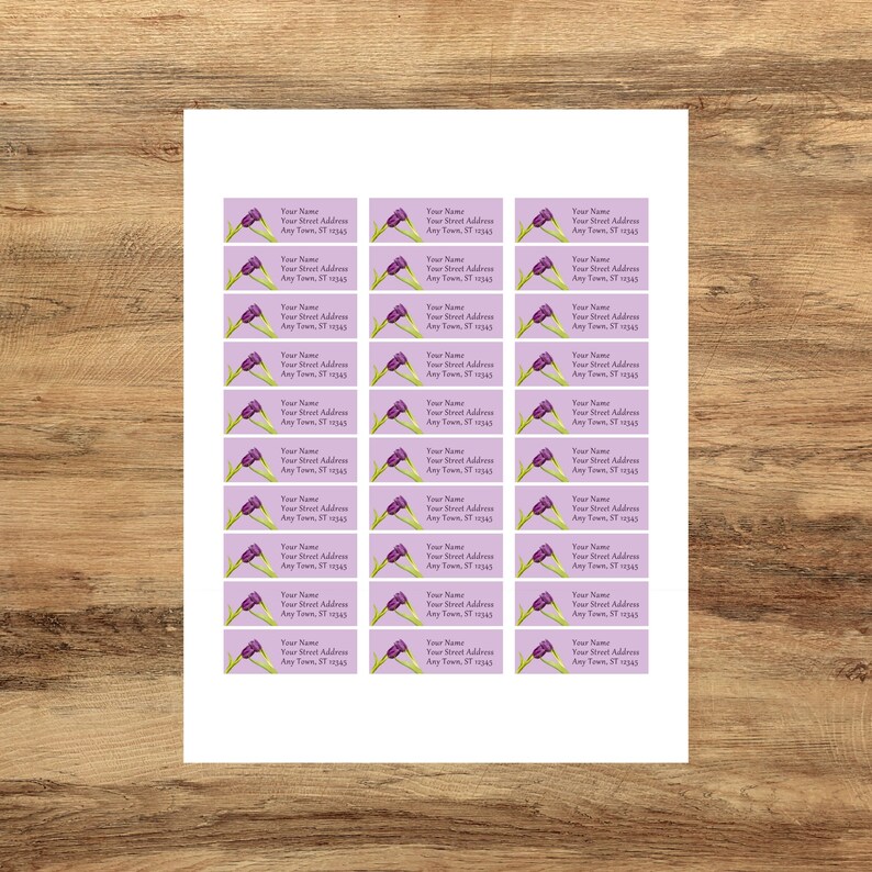 Personalized Purple Floral Address Stickers, Custom Vinyl Address ...