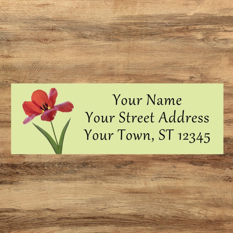 Red Tulip Wedding Return Address Labels, Set of 30 Fancy Return Address ...