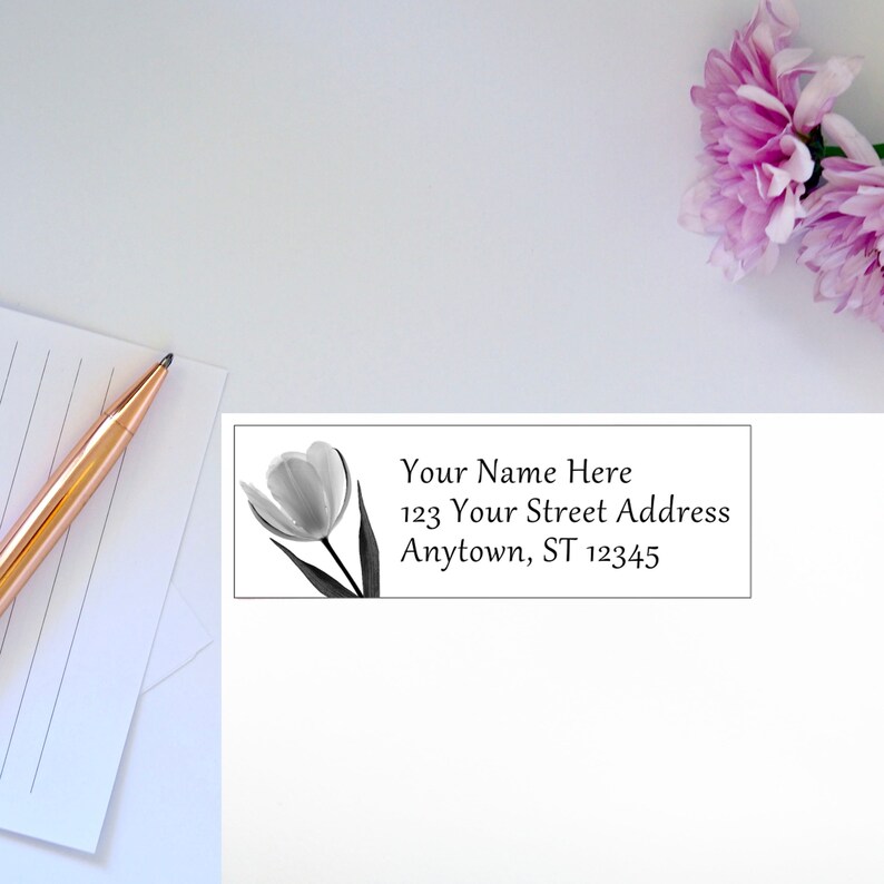 Set of 30 Custom Return Address Labels, Personalized White Floral ...