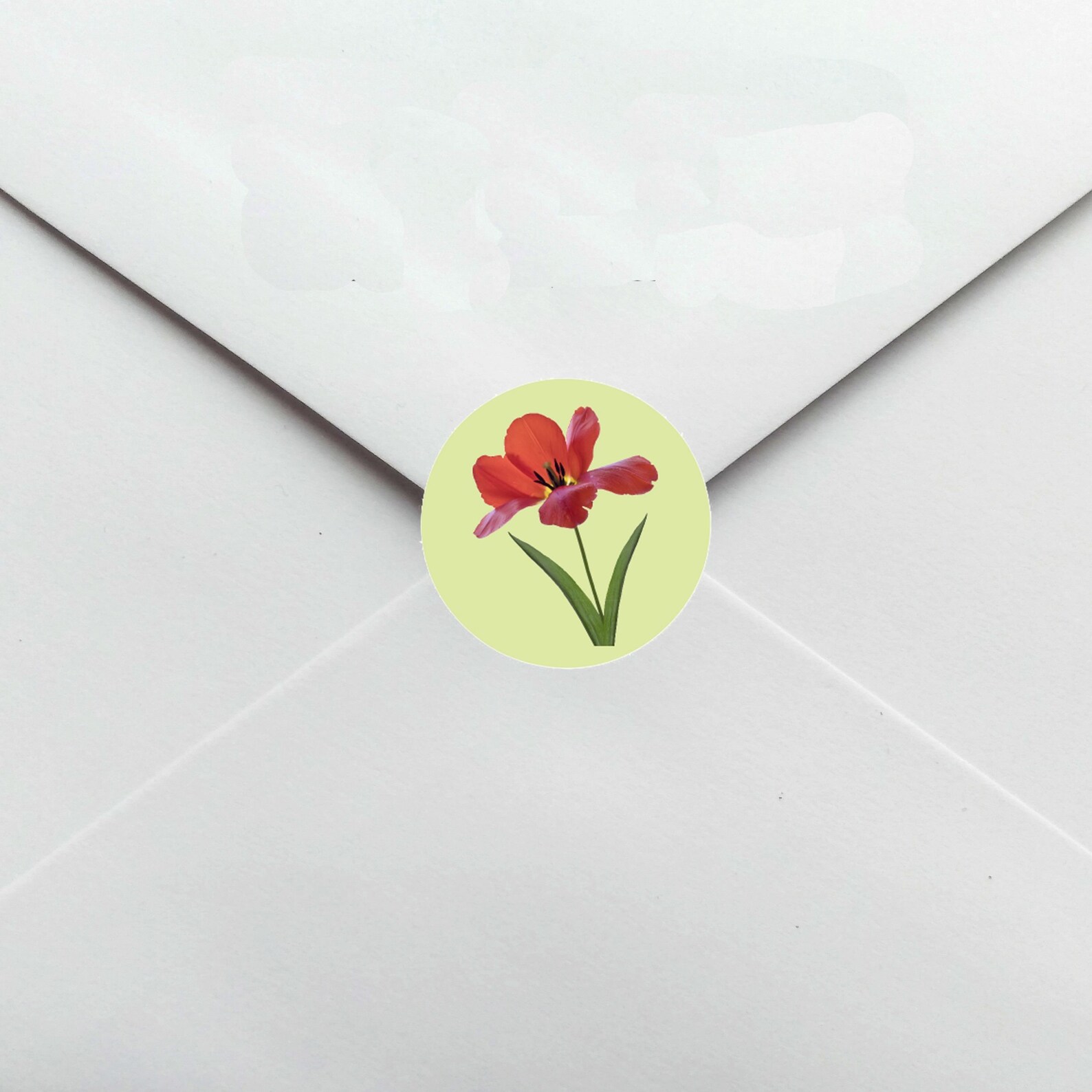 Red Tulip Envelope Seal Sticker, 1 Inch Circle Sticker for Scrapbook ...
