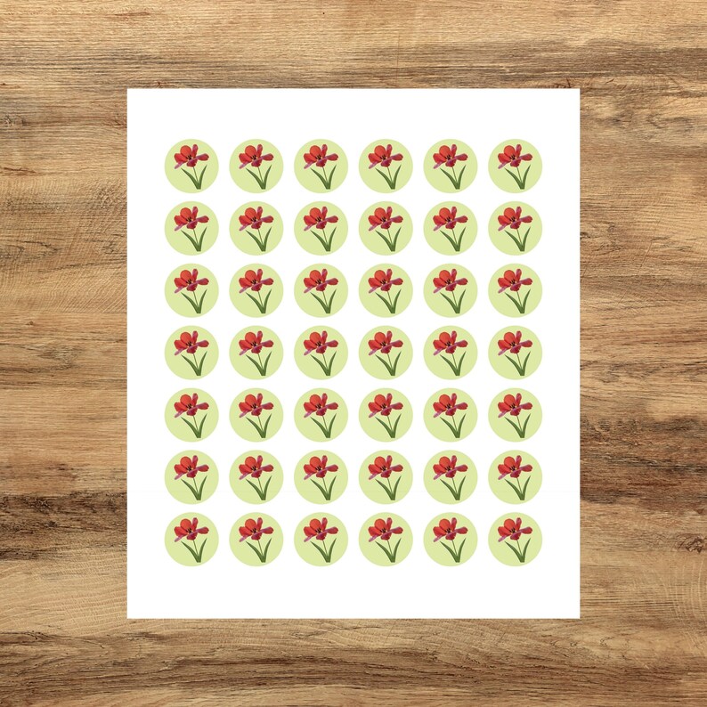 Red Tulip Envelope Seal Sticker, 1 Inch Circle Sticker for Scrapbook ...