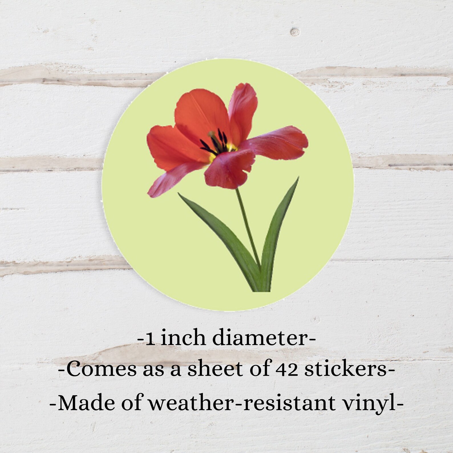 Red Tulip Envelope Seal Sticker, 1 Inch Circle Sticker for Scrapbook ...