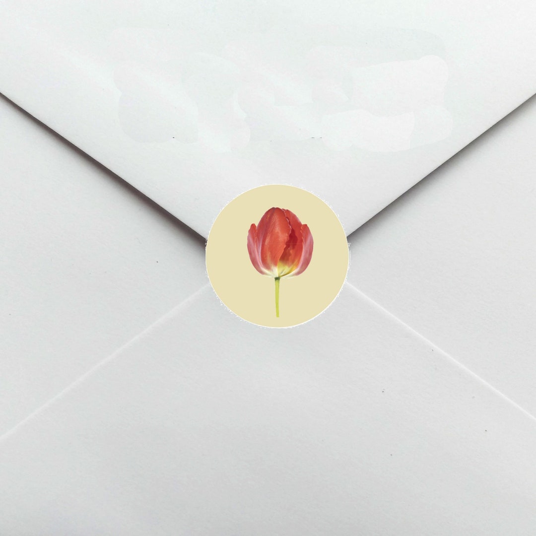Red Tulip Envelope Sticker Seal Sheets, Floral Envelope Seal for ...