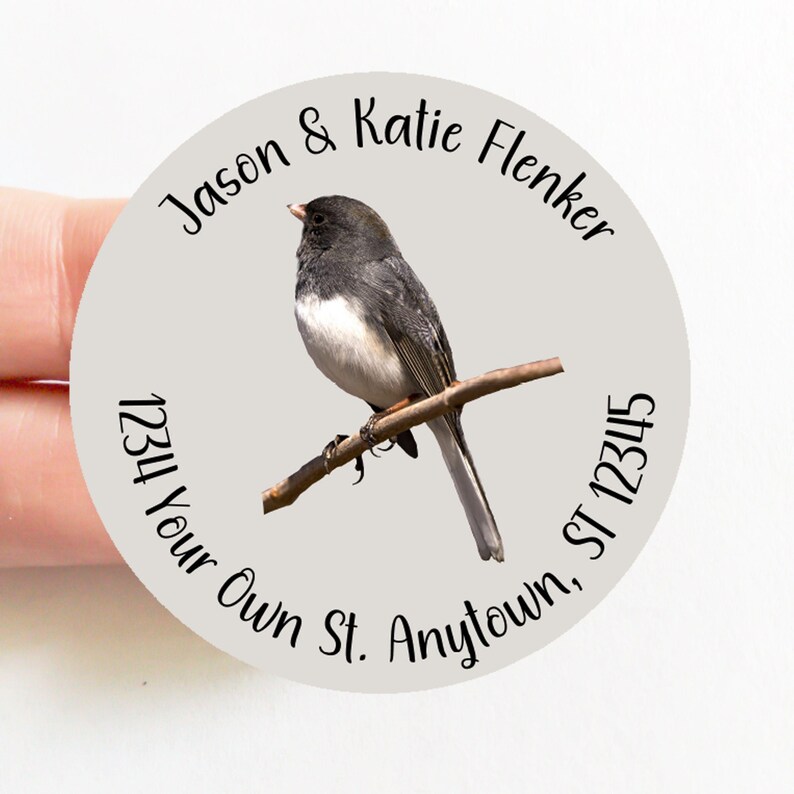 Junco Bird Return Address Labels Personalized, Round Address Labels ...