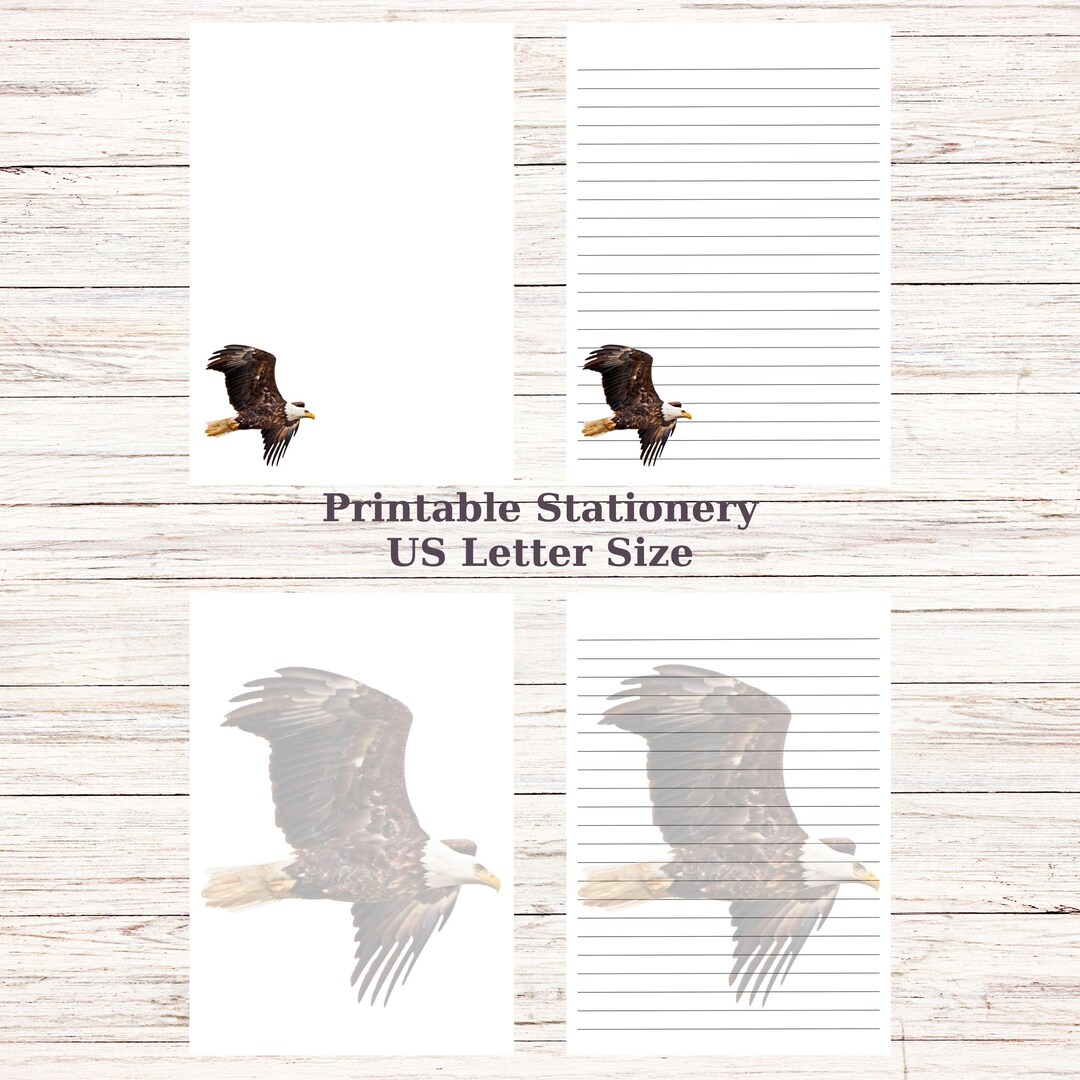 Eagle Stationery Digital Journal Pages for Men, Wildlife Digital Paper ...