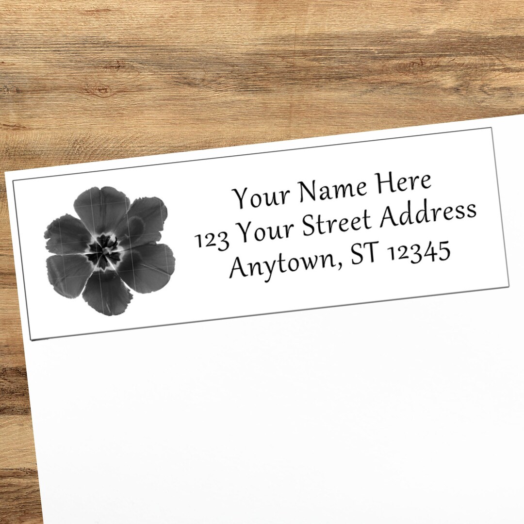 Black and White Flower Stickers for Envelope, Black Tulip Flower ...