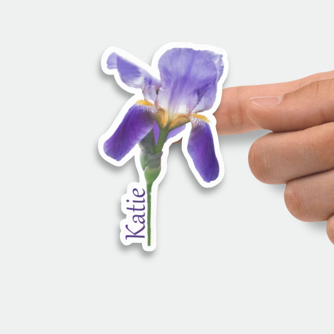 Purple Iris Stickers for Phone Case, Custom Vinyl Name Sticker for ...