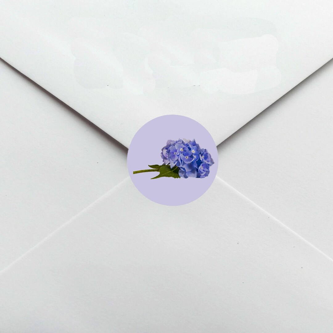 Blue Hydrangea Sticker for Sealing Envelopes, Blue Botanical Die Cut ...