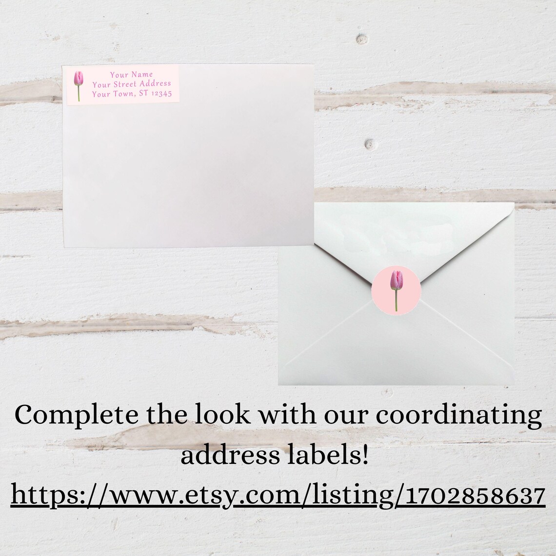 Pink Tulip Envelope Seal Sticker, 1 Inch Circle Stickers Set, Round ...