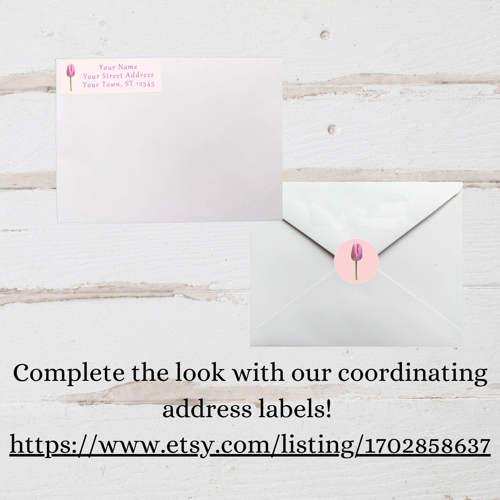 Pink Tulip Envelope Seal Sticker, 1 Inch Circle Stickers Set, Round ...