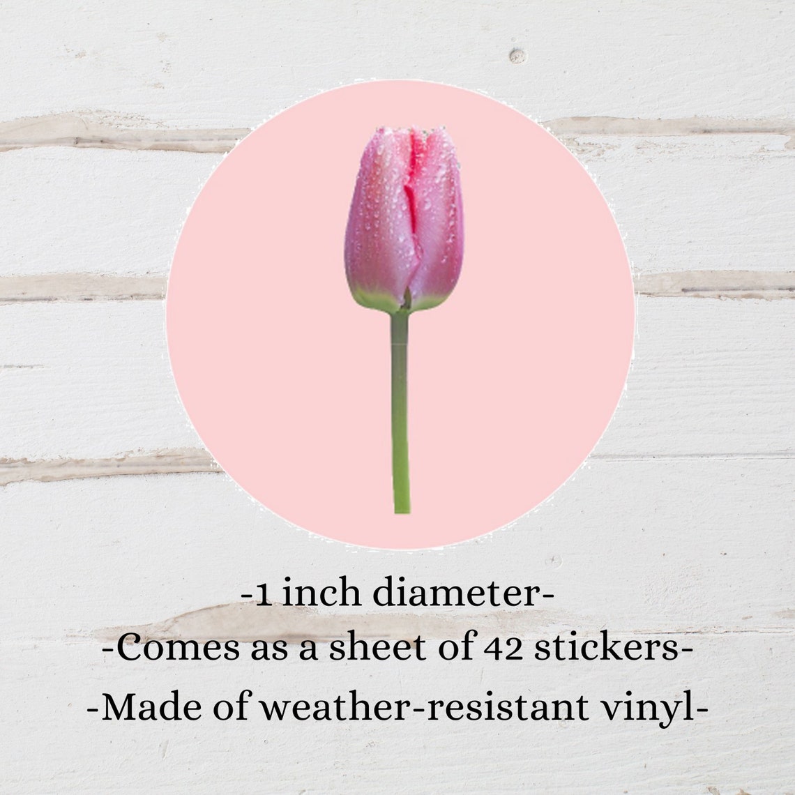 Pink Tulip Envelope Seal Sticker, 1 Inch Circle Stickers Set, Round ...