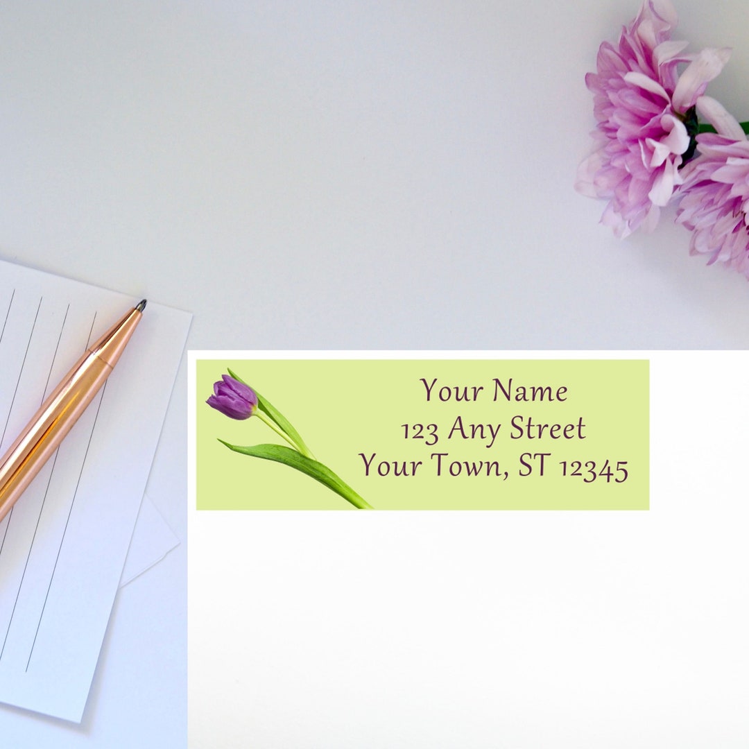Purple Tulip Custom Address Labels, Recipient Address Labels, Mailing ...
