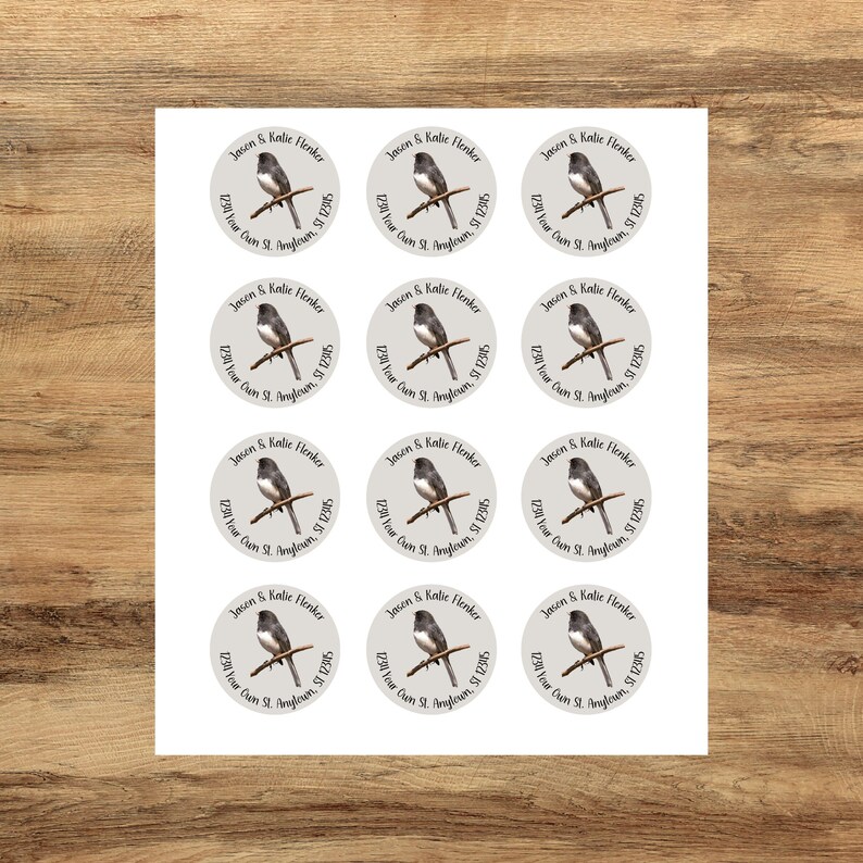 Junco Bird Return Address Labels Personalized, Round Address Labels ...