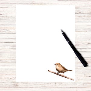 Sparrow Printable Notebook Paper, Cute Bird Stationery Set, Ruled Paper ...